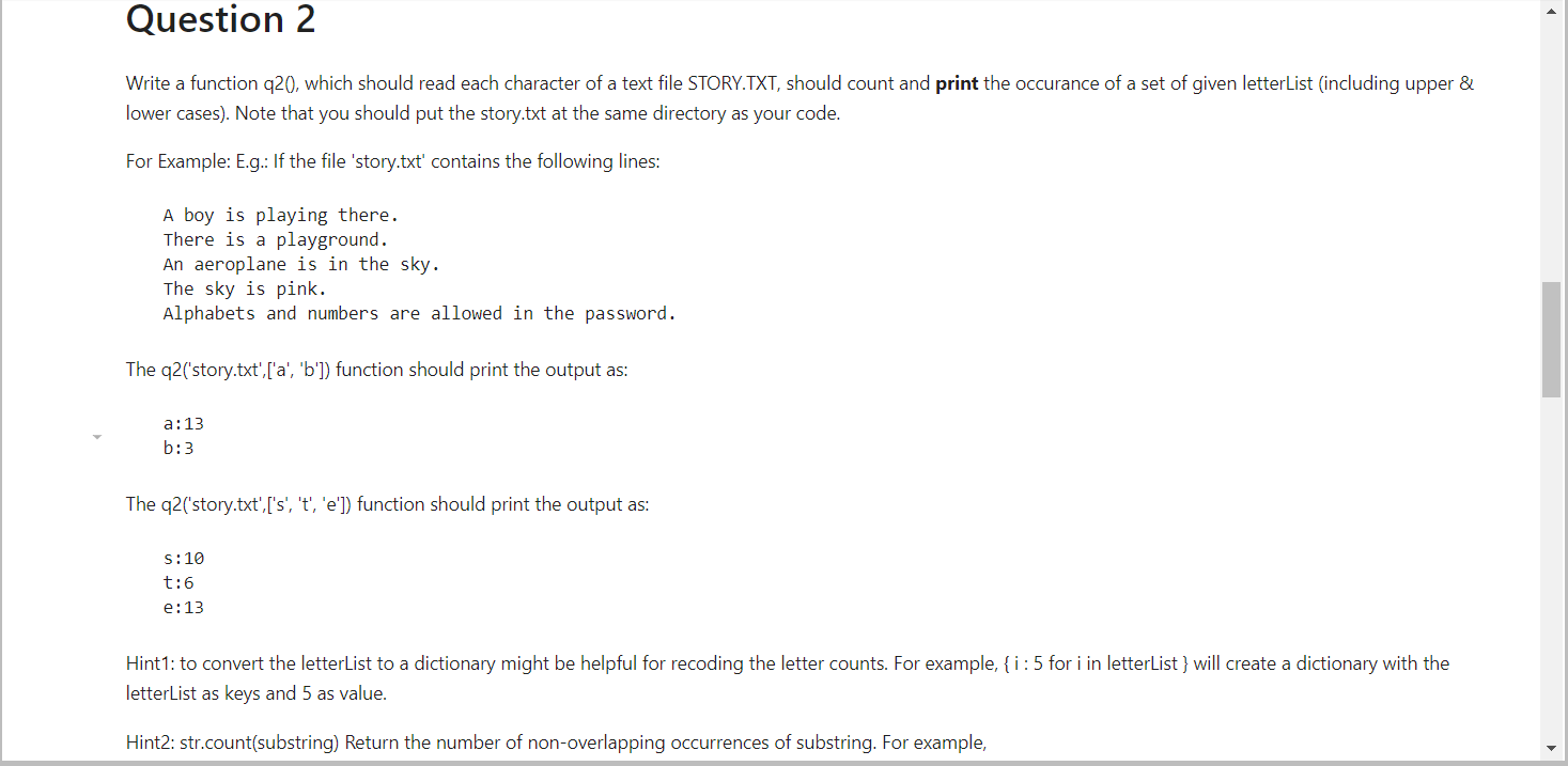 Solved Question 2 Write a function q20, which should read | Chegg.com