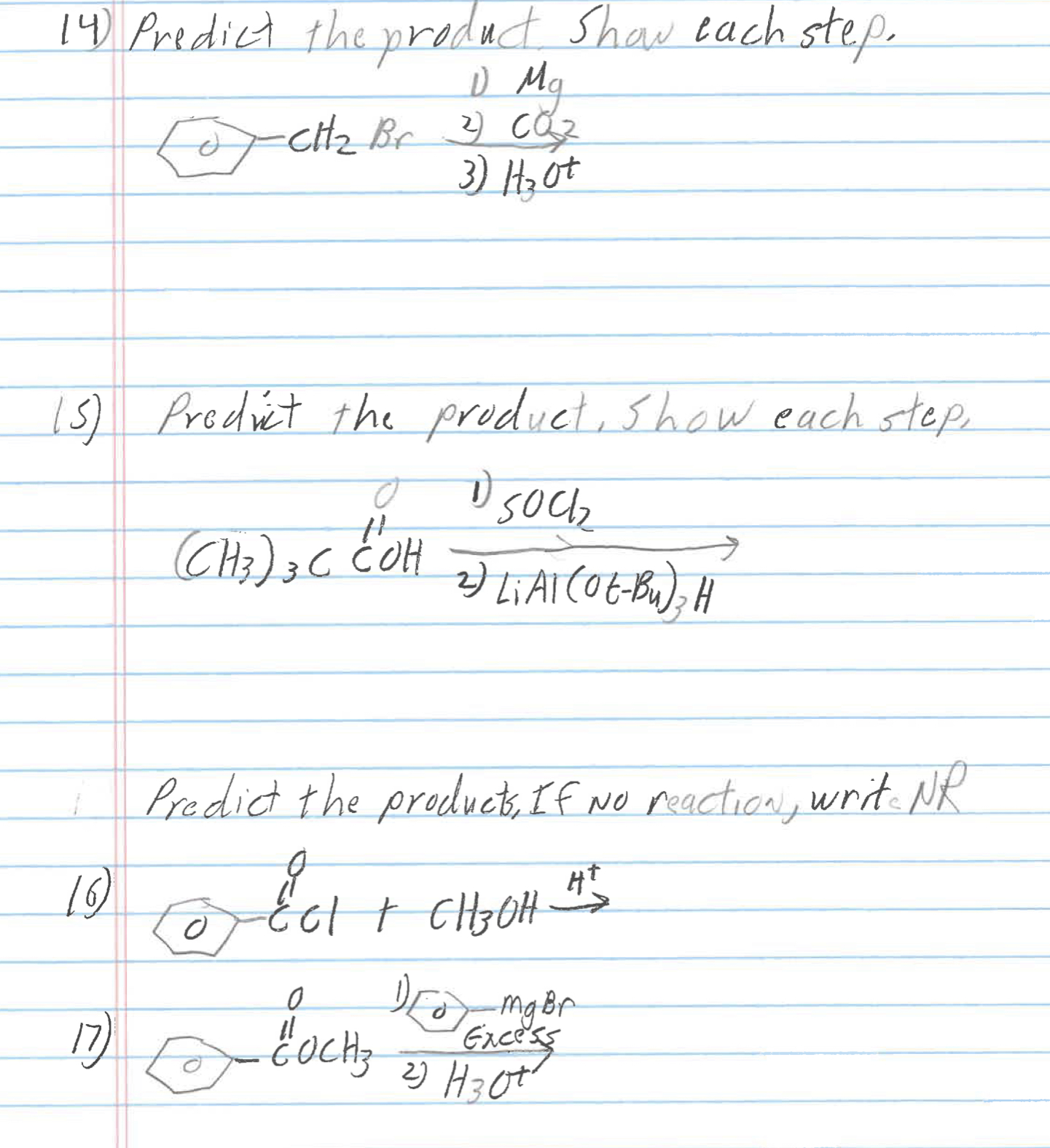 Solved 14) Predict the product Show each step. i) Mg 15) | Chegg.com