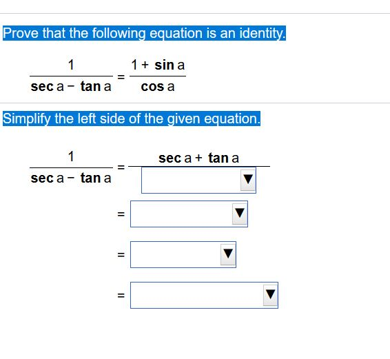 Solved Prove that the following equation is an identity. 1 | Chegg.com
