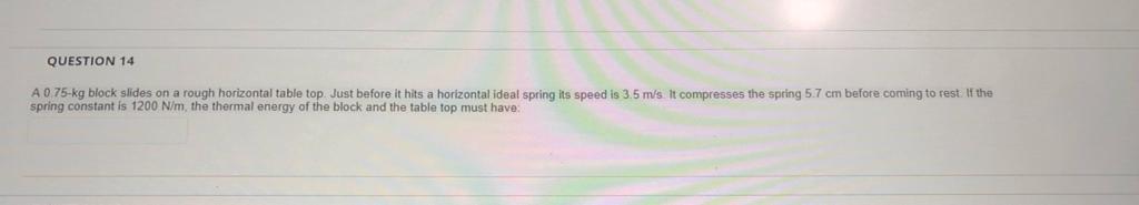 Solved QUESTION 14 A 075-kg block slides on a rough | Chegg.com