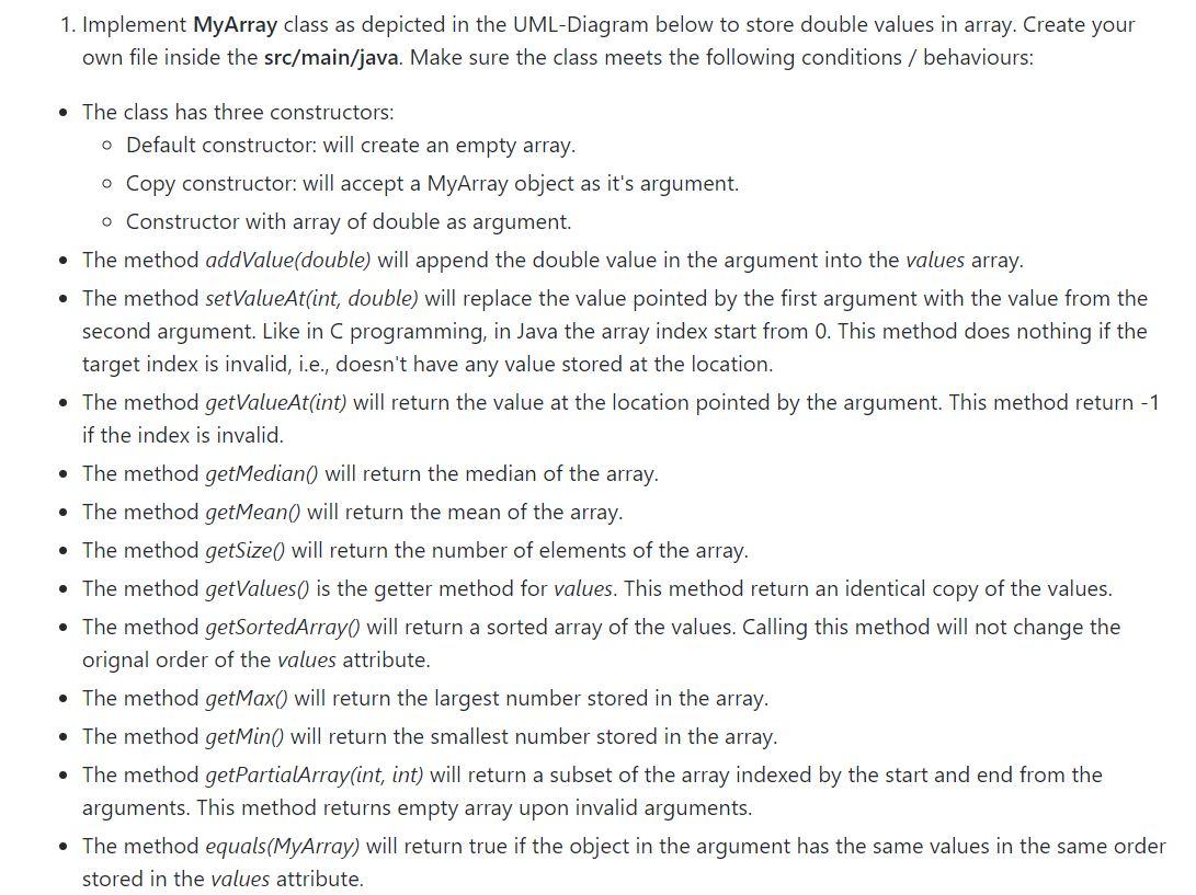 Solved 1. Implement MyArray class as depicted in the | Chegg.com
