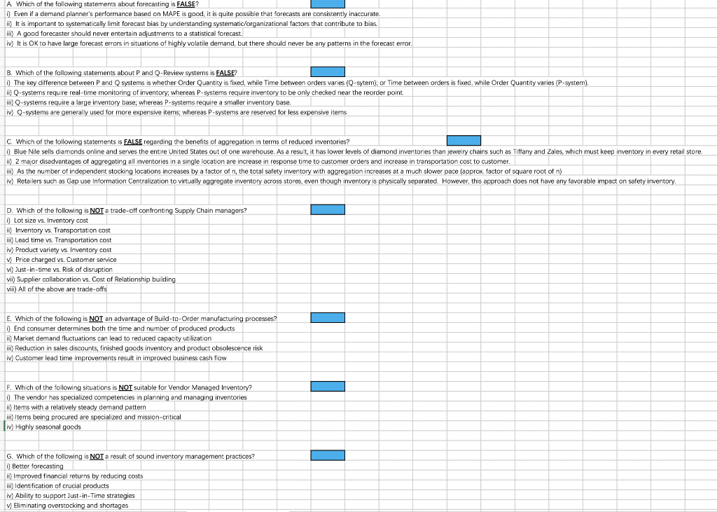 Solved A Which of the following statements about forecasting | Chegg.com