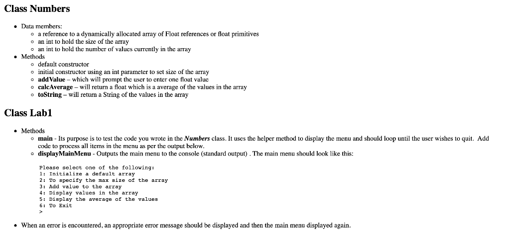 Solved This needs to be done in Java public class Lab1 { | Chegg.com