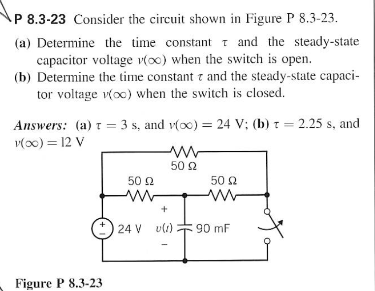 Solved P 8.3-23 ﻿Consider the circuit shown in ﻿Figure | Chegg.com