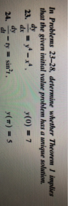 In Problems 23-28, determine whether Theorem 1 | Chegg.com