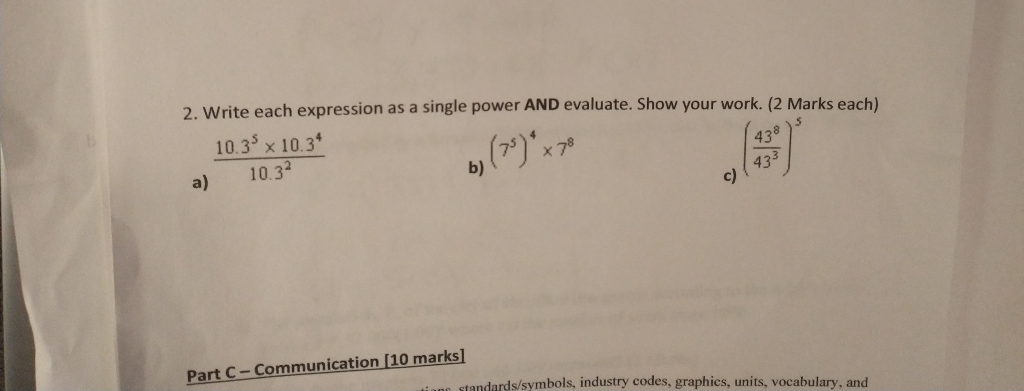 Solved 2. Write each expression as a single power AND | Chegg.com