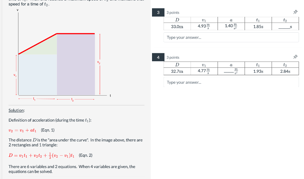 Solved speed for a time of t2. 3 3 points 4 3 points Type | Chegg.com