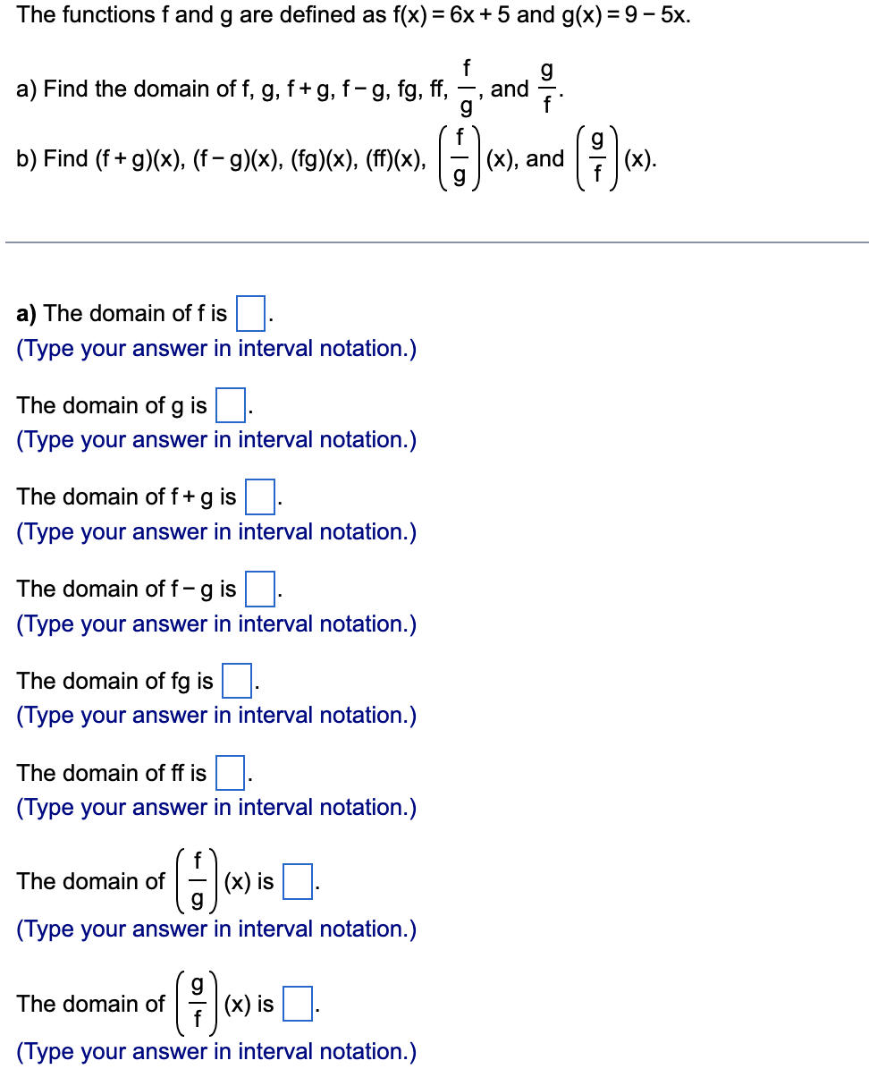 Solved The functions f and g are defined as f(x)=6x+5 and | Chegg.com