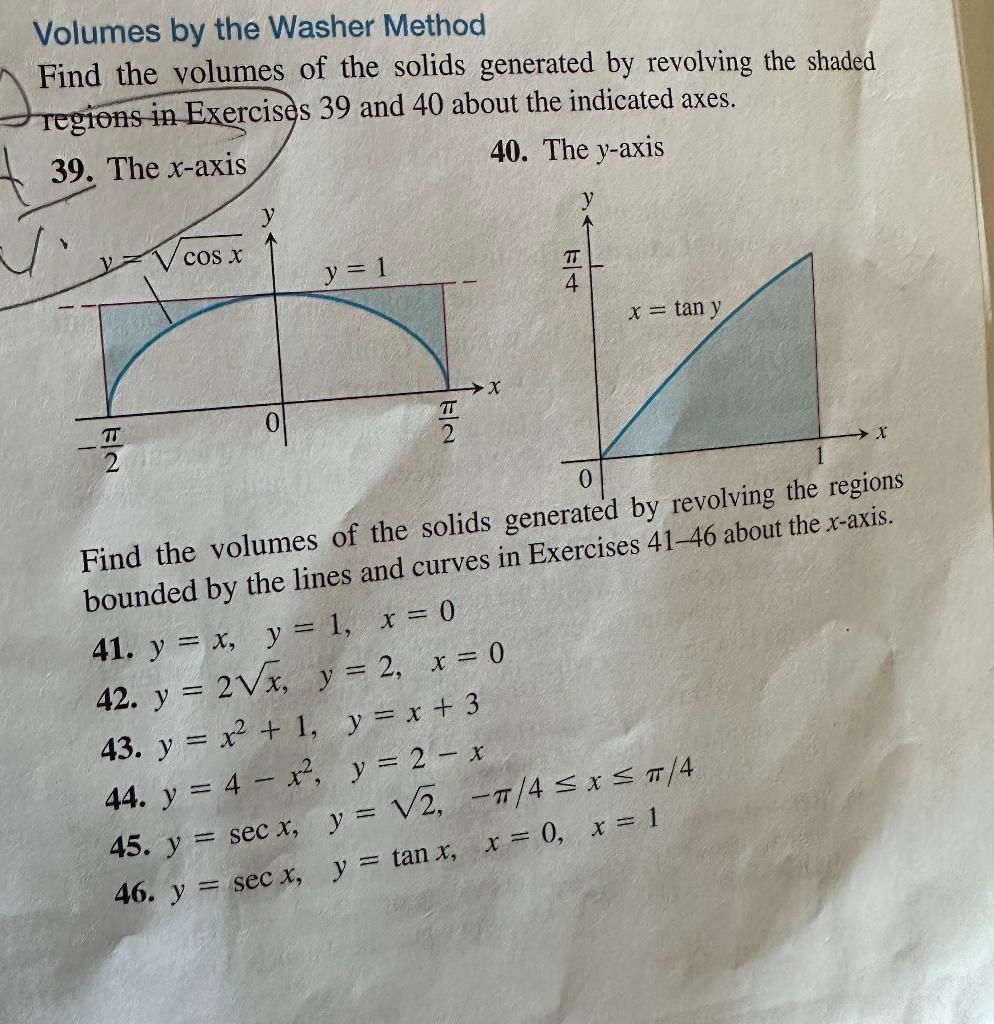 Solved Revolution About the Axes In Exercises 1-6, use the | Chegg.com