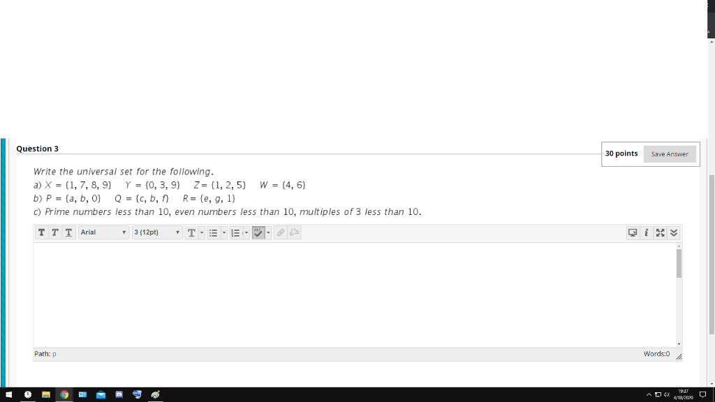 Solved Question 3 30 Points Save Answer Write The Universal