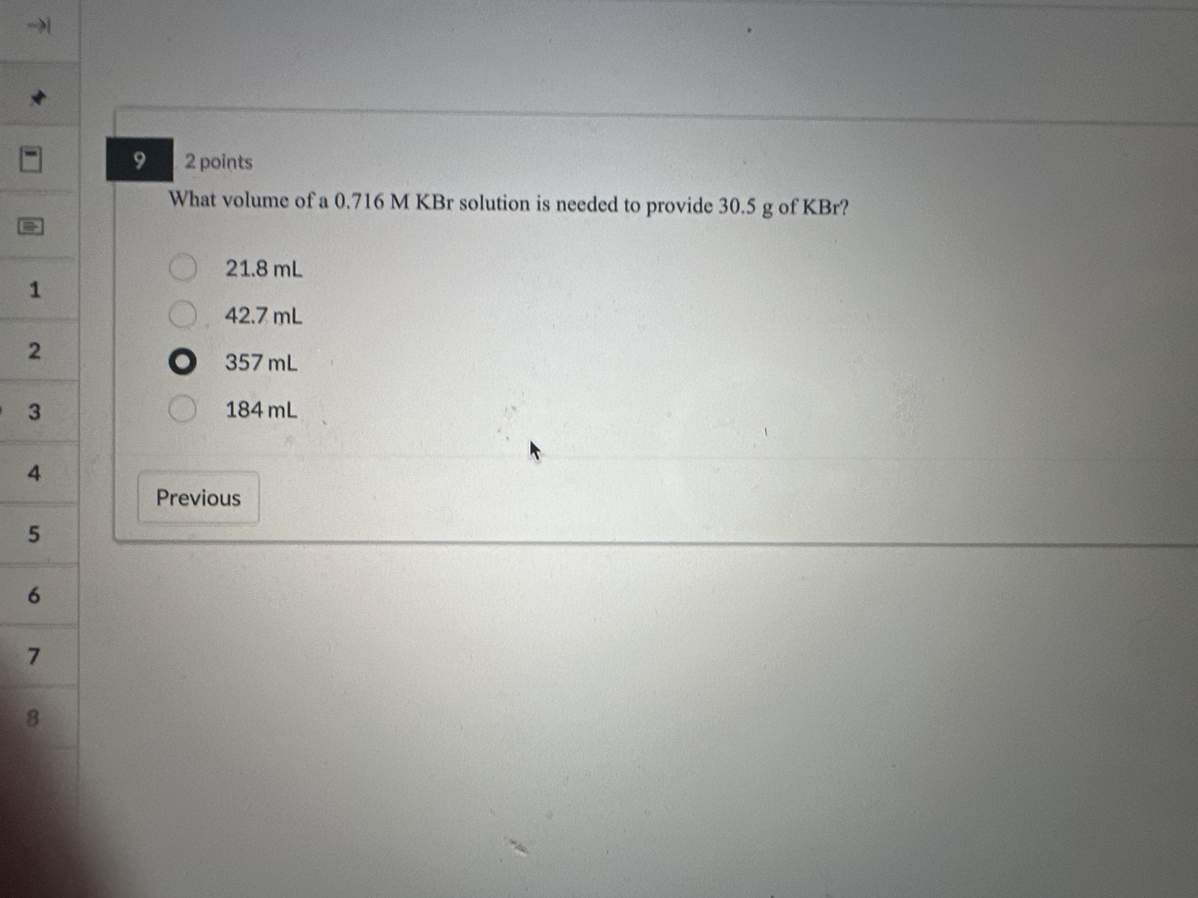 Solved 92 ﻿pointsWhat volume of a 0.716MKBr ﻿solution is | Chegg.com