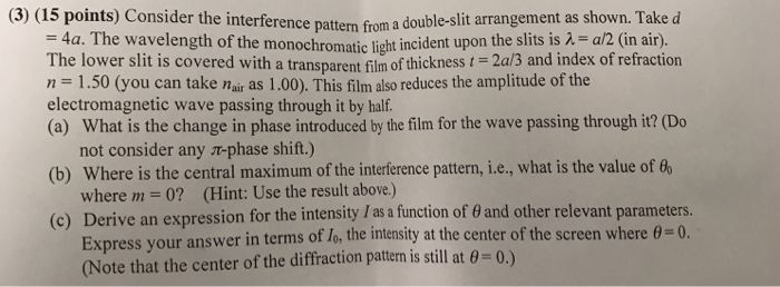 Solved Consider the interference pattern from a double | Chegg.com