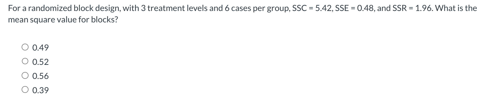 Solved For a randomized block design, with 3 treatment | Chegg.com