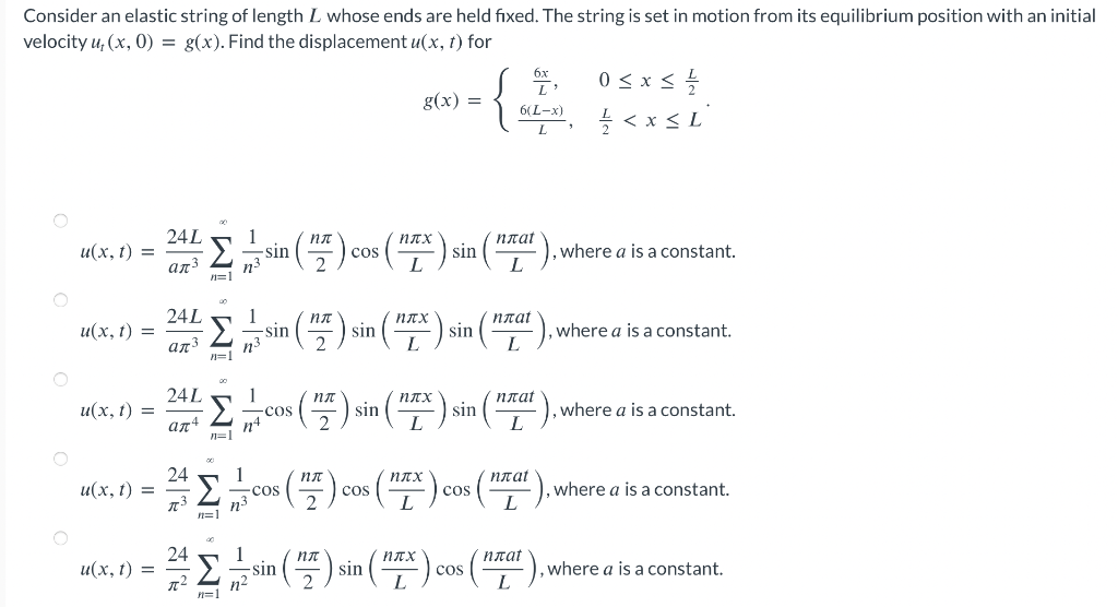 Solved Consider an elastic string of length L whose ends are | Chegg.com