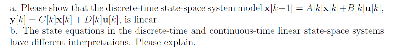 Solved A Please Show That The Discrete Time State Space