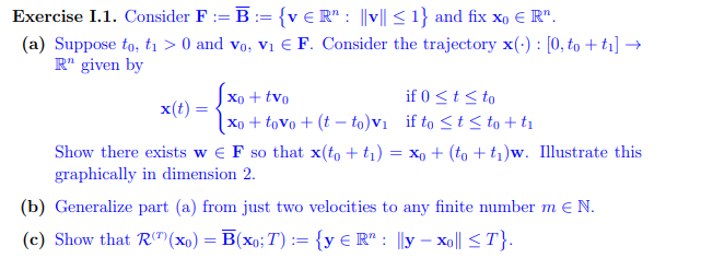 Exercise I.1. Consider F:=B:={v∈Rn:∥v∥≤1} and fix | Chegg.com