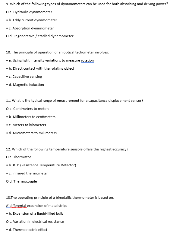 Solved 9. Which of the following types of dynamometers can | Chegg.com