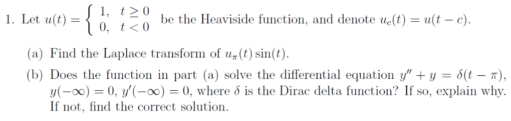 Solved 1, t20 1. Let u()o, t