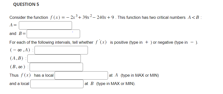 Solved Consider the function f(x)=−2x3+39x2−240x+9. This | Chegg.com