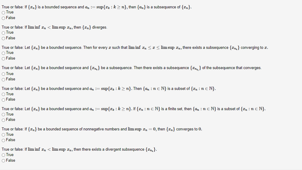 Solved True or false: If {xn} is a bounded sequence and | Chegg.com