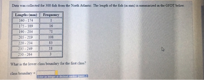 Solved Data was collected for 300 fish from the North | Chegg.com