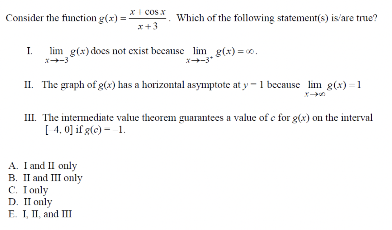 Solved Consider the function g(x) x + COS X = Which of the | Chegg.com