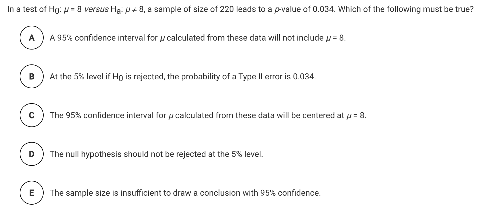 Solved In a test of Ho: u = 8 versus Ha: U = 8, a sample of | Chegg.com