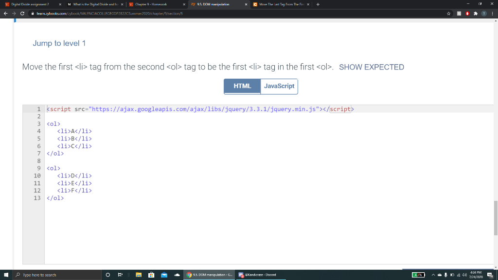 Solved Move the first tag from the second tag | Chegg.com