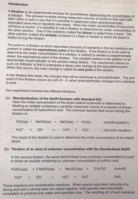Solved Acid-Base Titrations Pre-laboratory Assignment | Chegg.com