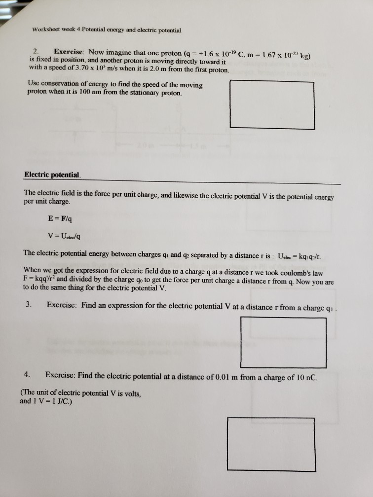 Fields And Potential Energy Worksheet Key