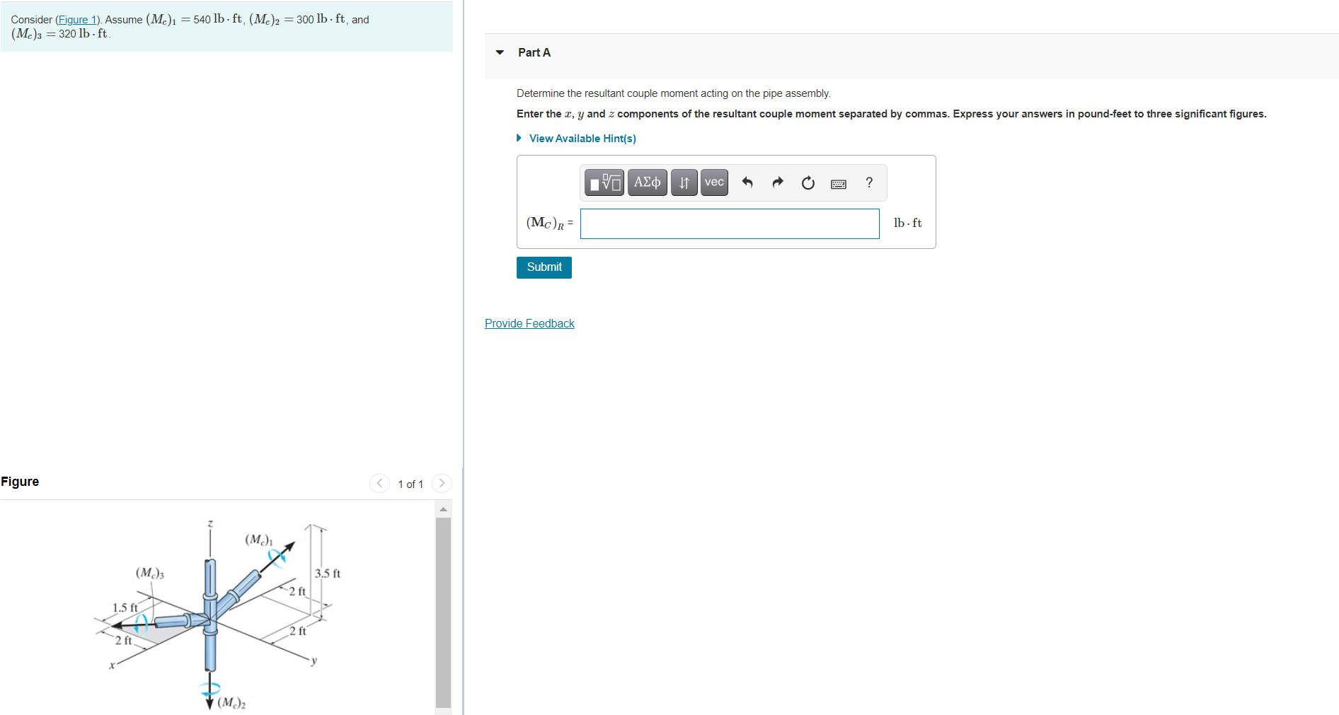 Solved Consider (Figure 1). Assume (Mc)1 = 540 lb-ft (Mc)2 = | Chegg.com