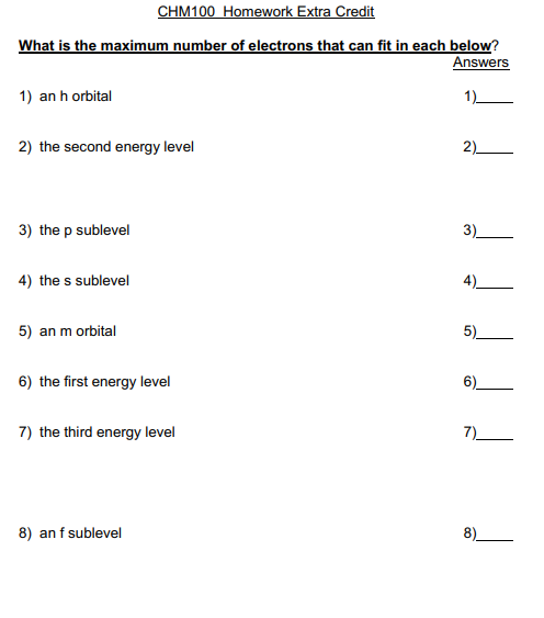 Solved CHM100 Homework Extra Credit What is the maximum | Chegg.com