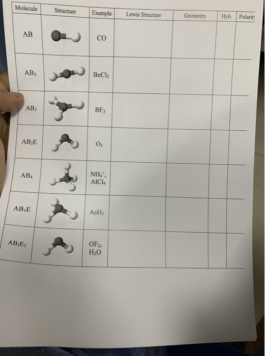 Solved MoleculeStructure Example Lewis Structure Geometry | Chegg.com