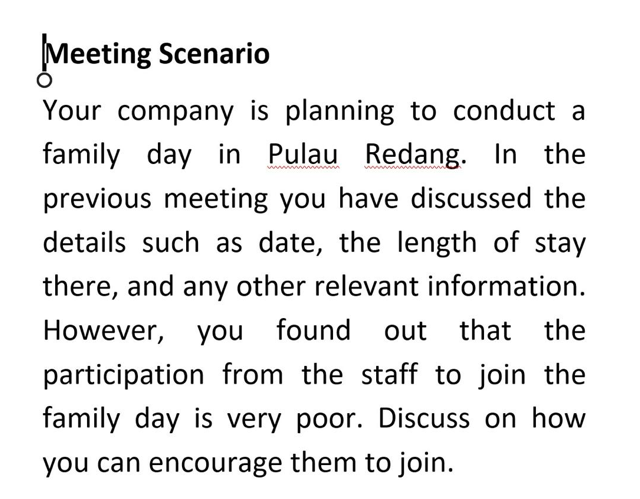 Meeting Scenario Your company is planning to conduct | Chegg.com