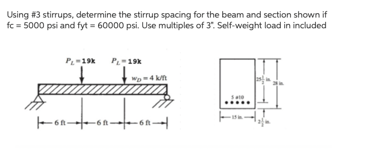 Solved Using #3 stirrups, determine the stirrup spacing for | Chegg.com