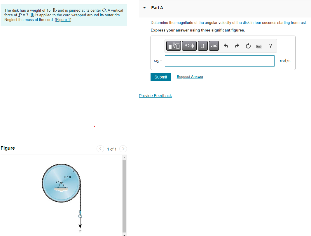Solved The disk has a weight of 15lb and is pinned at its | Chegg.com