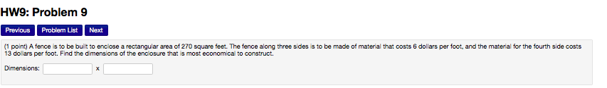 Solved HW9: Problem 9 Previous Problen List Next (1 point) A | Chegg.com