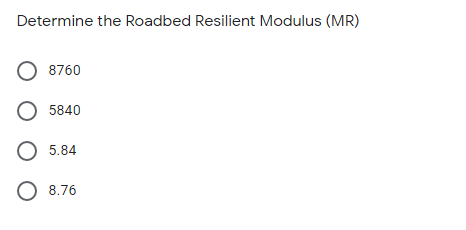 Solved Problem No. 2 Determine the Roadbed Resilient Modulus | Chegg.com