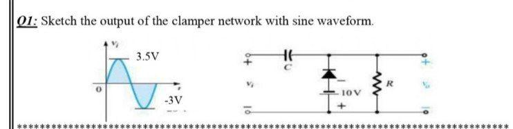 Solved 01: Sketch the output of the clamper network with | Chegg.com