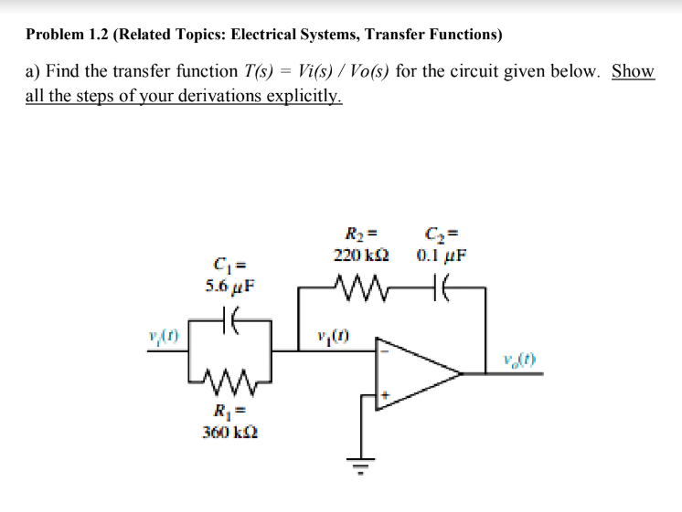 Solved Problem 1.2 (Related Topics: Electrical Systems, | Chegg.com