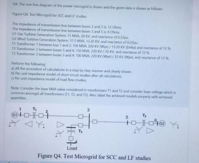 Solved 04. The one-line diagram of the power microgrid is | Chegg.com
