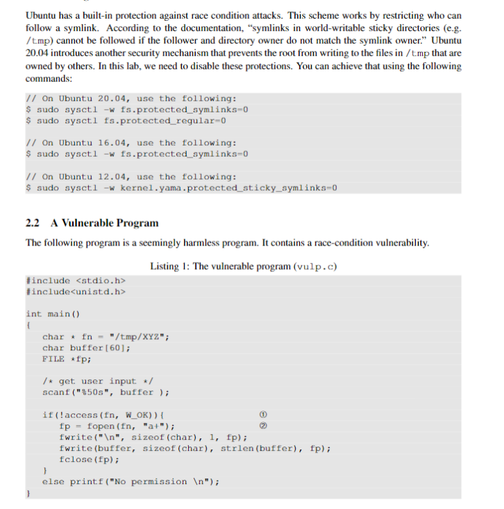 ubuntu seed lab race condition I need screen shots of | Chegg.com