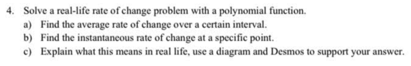 Solved 4. Solve a real-life rate of change problem with a | Chegg.com