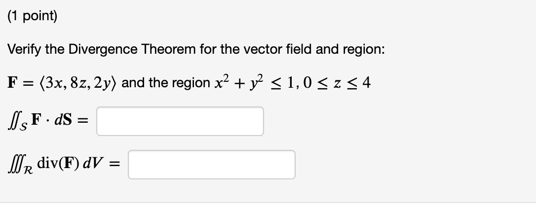 Solved Verify the Divergence Theorem for the vector field | Chegg.com
