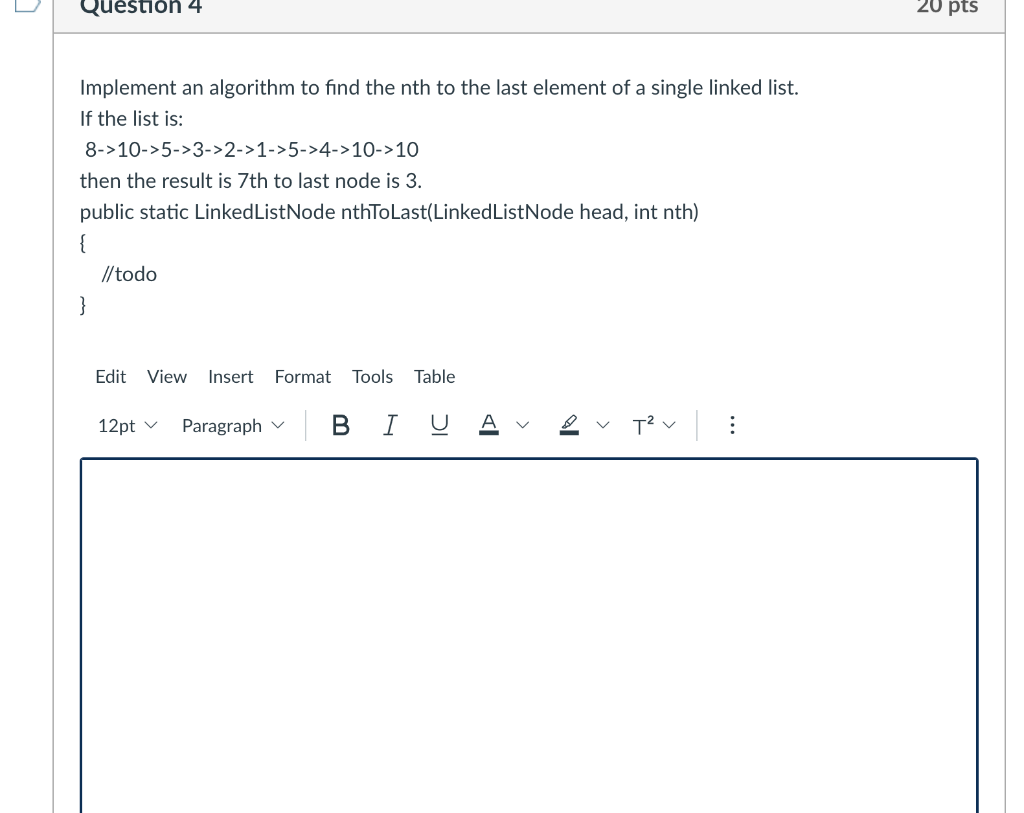Solved Implement an algorithm to find the nth to the last | Chegg.com Solved Implement an algorithm to find the nth to the last | Chegg.com