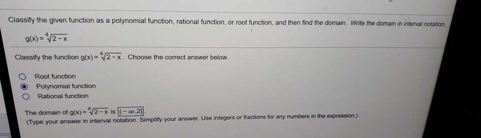 Solved Classify the given function as polynomial function, | Chegg.com
