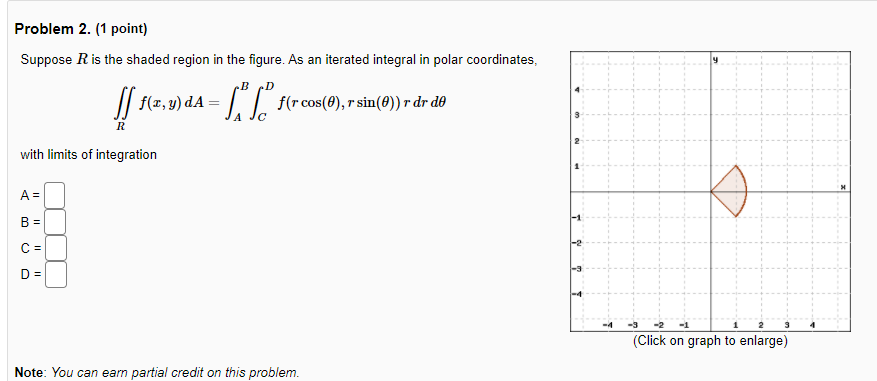 Solved Problem 2. (1 point) Suppose R is the shaded region | Chegg.com
