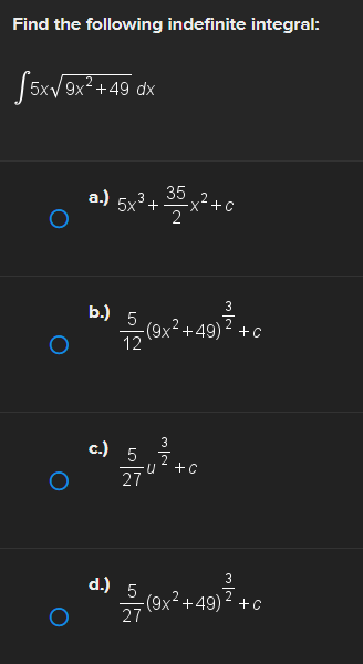 Solved Find the following indefinite integral:integral 5 ﻿x | Chegg.com