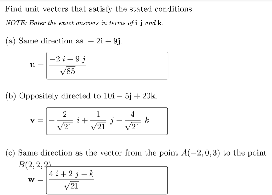Solved Find unit vectors that satisfy the stated conditions. | Chegg.com