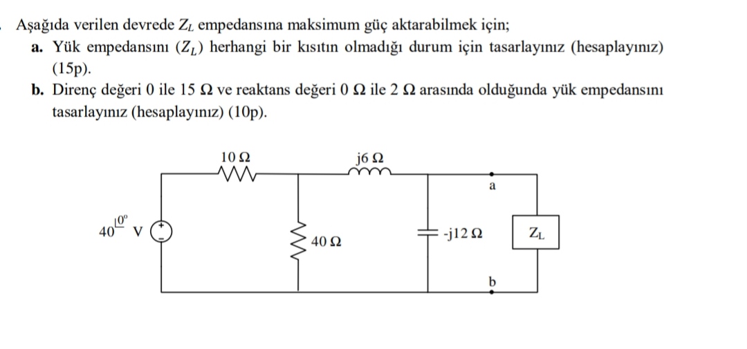 Solved In order to transfer maximum power to Z impedance in | Chegg.com